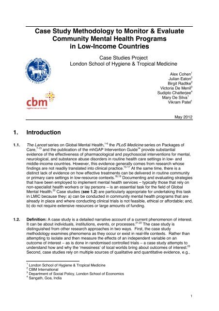 Case Study Methodology to Monitor & Evaluate Community ... - CBM