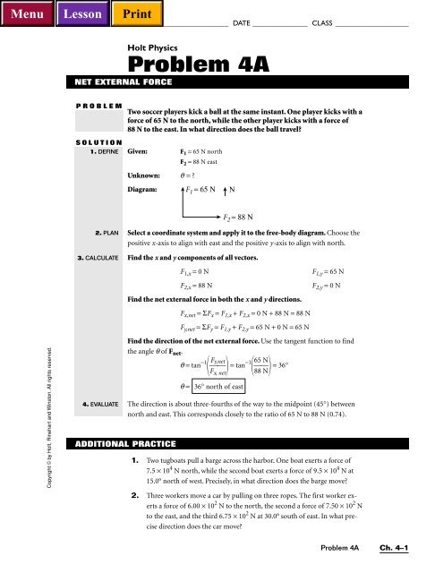 Problem 4A - Net External Force
