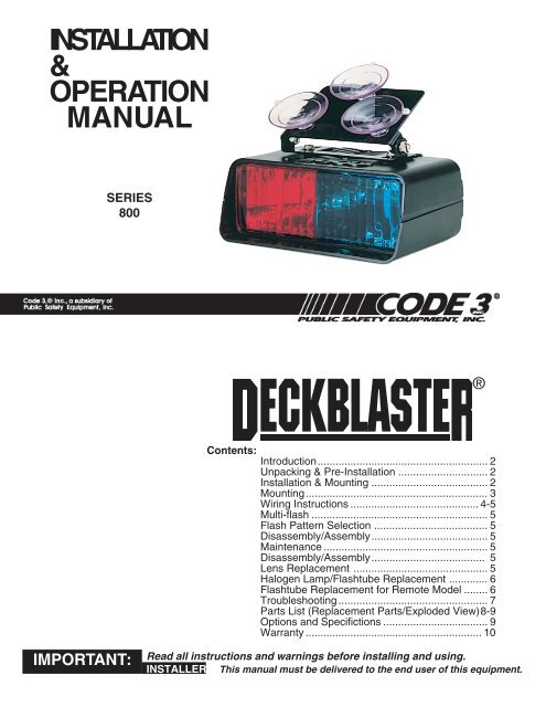 DeckBlaster Installation Guide - Code 3 Public Safety Equipment