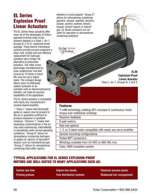 EL Series Explosion Proof Linear Actuators - Exlar