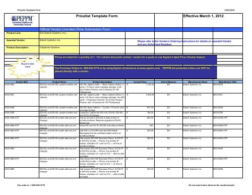 ESI Pricelist - Peppm