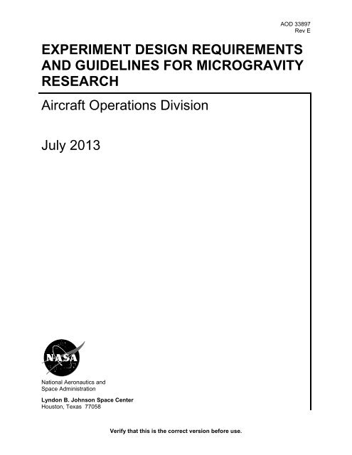 AOD 33897 - JSC Aircraft Ops Main Page - NASA