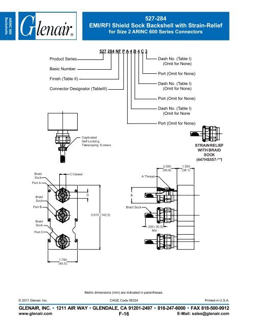 527-284 EMI/RFI Shield Sock Backshell with Strain ... - Glenair, Inc.