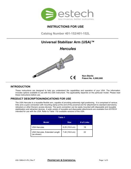 Universal Stabilizer Arm (USA)™ Hercules