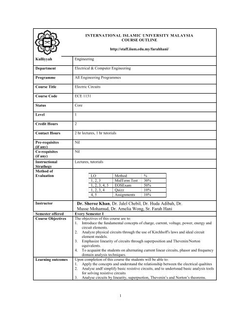 Course Outline - International Islamic University Malaysia, Staff ...