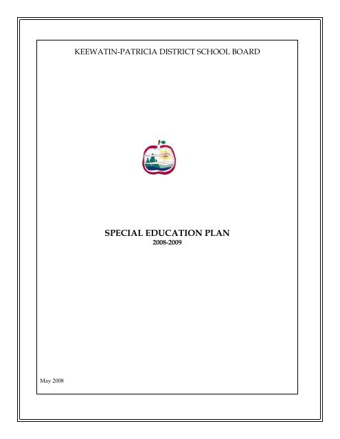 Special Education Plan - Keewatin-Patricia District School Board