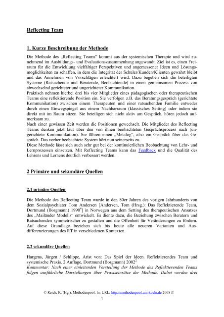 Reflecting Team Umsetzungsmöglichkeiten Und Praxisbeispiele Der