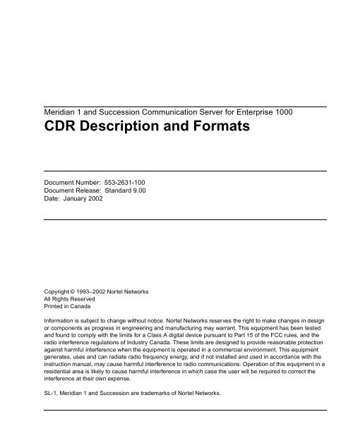 CDR Description and Formats - Avaya Support