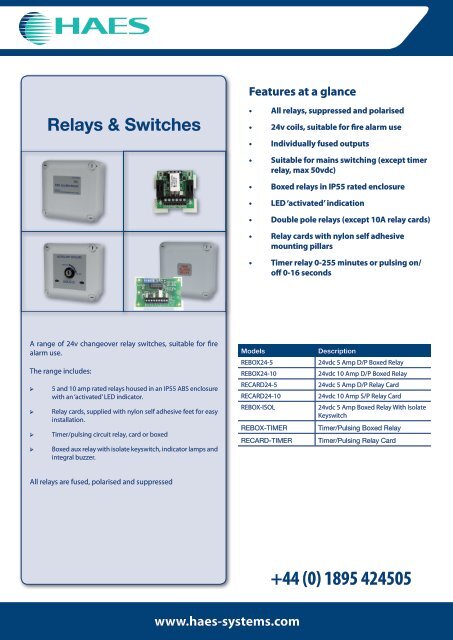 Relays and Switches data sheet.pdf - Haes Systems