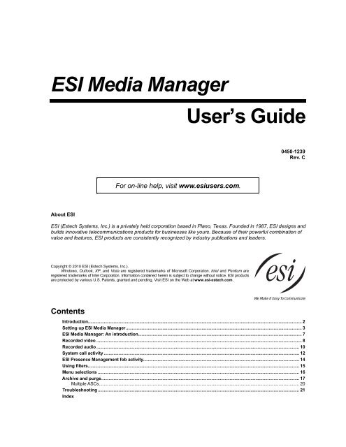 ESI Media Manager User's Guide