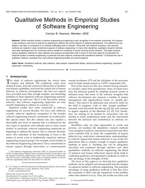 Qualitative Methods in Empirical Studies of Software Engineering