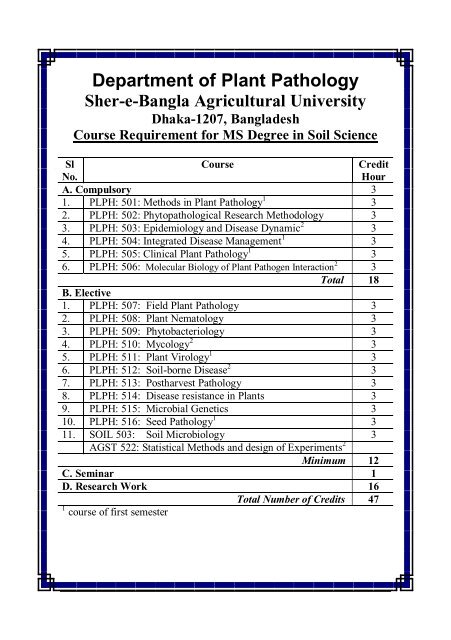 Department of Agronomy - Plant Pathology - Sher-e-Bangla ...