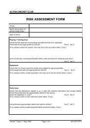 United Services Portsmouth Cricket Club Generic Risk Assessment