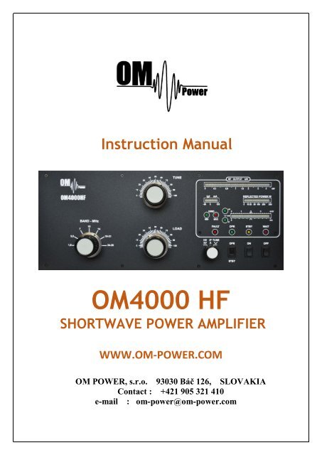 Instruction manual OM4000HF - OM Power