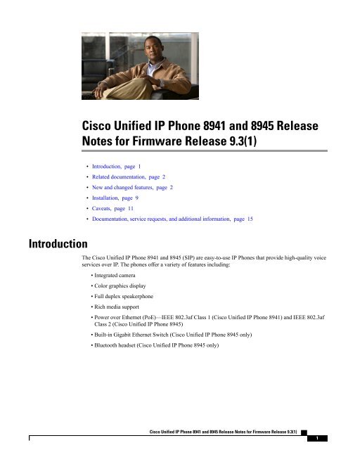 Cisco Unified IP Phone 8941 and 8945 Release Notes for Firmware ...
