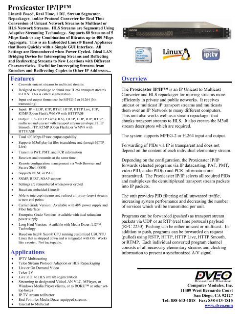 Proxicaster IP/IP -- IP Unicast to Multicast Converter - Dveo.com