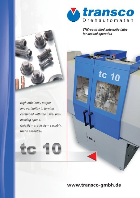tc 10 single spindle automatic lathe - Transco Drehautomaten