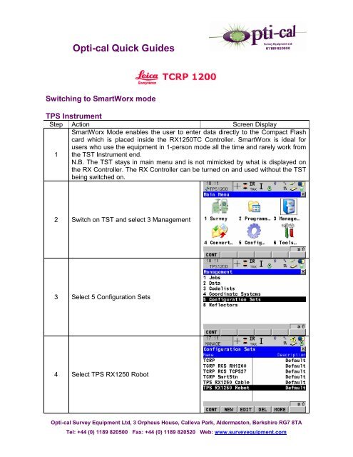 Opti-cal Quick Guides - Opti-cal Survey Equipment