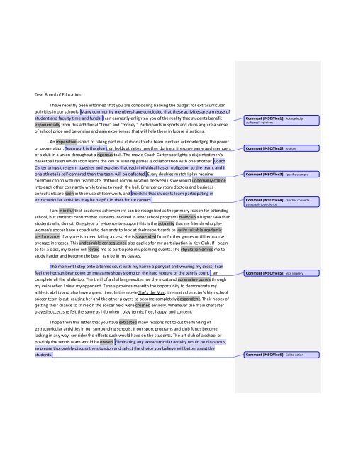 Sample student essay