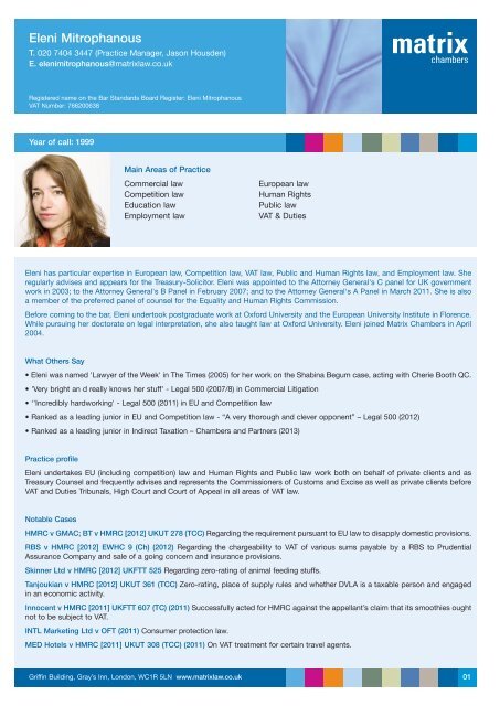 CV - Matrix Chambers