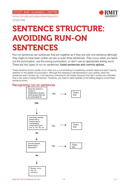 SENTENCE STRUCTURE: AVOIDING RUN-ON SENTENCES