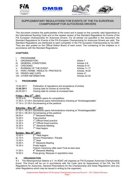 supplementary regulations for events of the fia ... - Autocross-EM