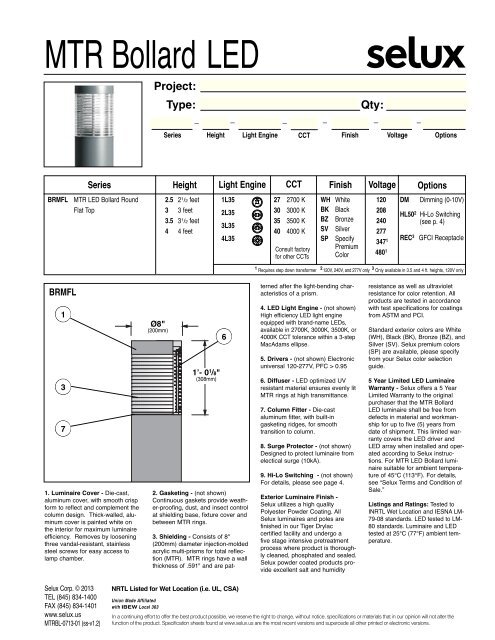 MTR Bollard LED [MTRBL] selux.us