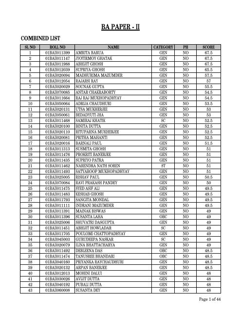 BA PAPER - II - Visva-Bharati