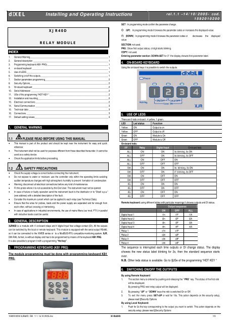 Installing and Operating Instructions - Dixell