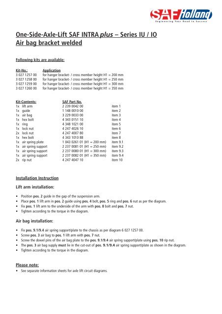 One-Side-Axle-Lift SAF INTRA plus - saf-holland
