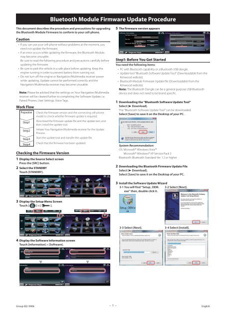 Bluetooth Module Firmware Update Procedure Kenwood