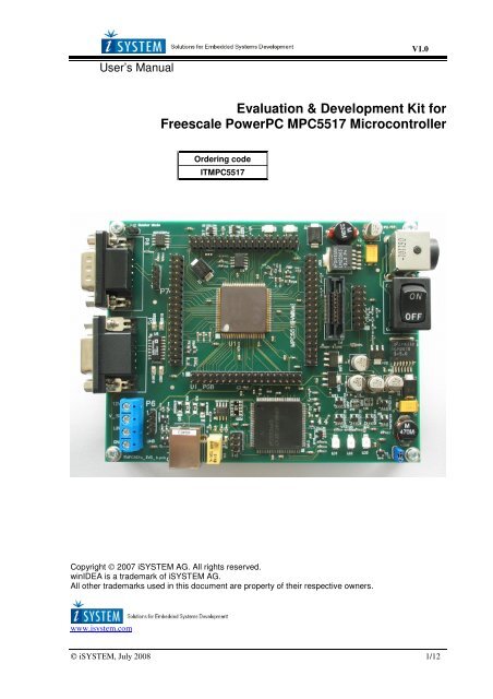 Freescale MPC5517 Target Board - iSYSTEM