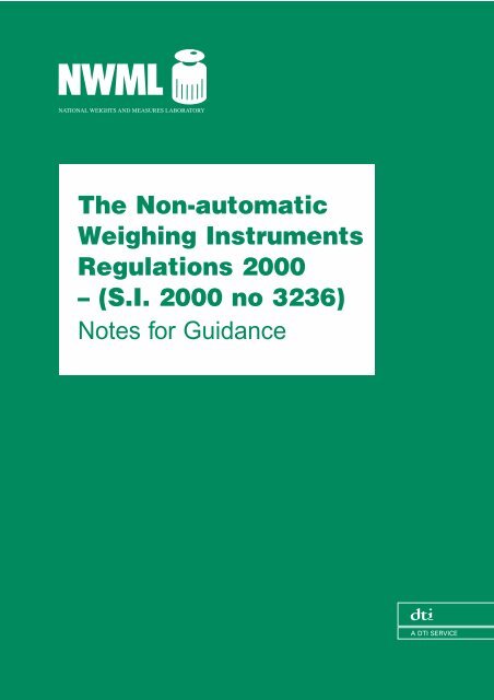 The Non-Automatic Weighing Instruments Regulations 2000