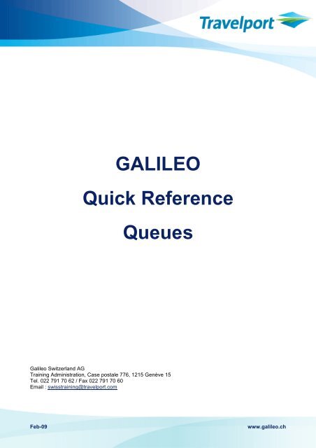 Galileo Quick Reference Queues 09