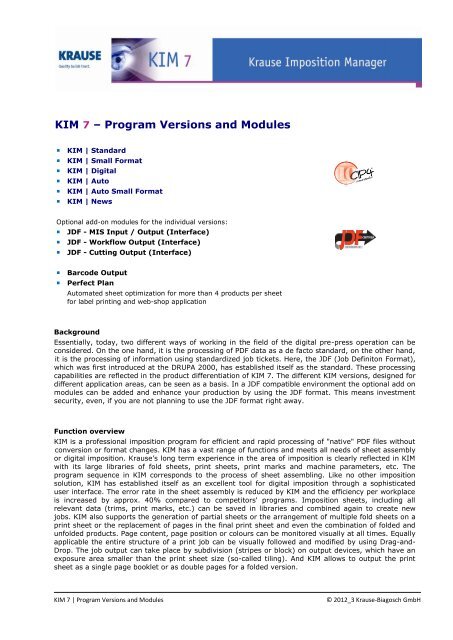 KIM 7 â Program Versions and Modules - Krause Imposition Manager