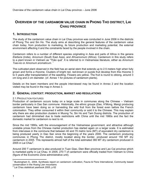 overview of the cardamom value chain in phong tho district, lai chau ...