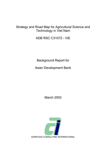 Strategy and Road Map for Agricultural Science and Technology in ...