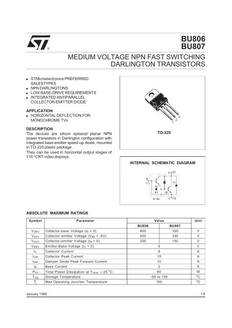 medium voltage npn fast-switching darlington transistors
