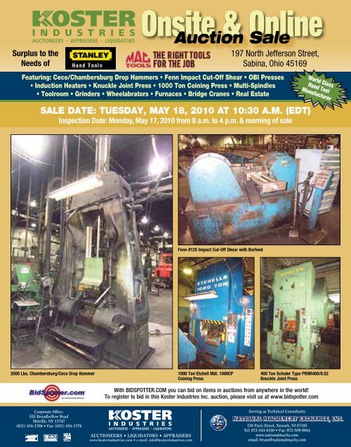 Onsite & Online - National Machinery Exchange