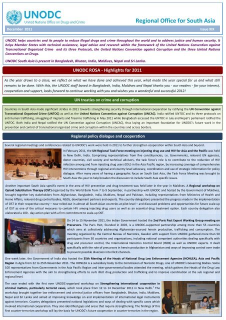 UNODC South Asia Newsletter Issue XIX - United Nations Office on ...