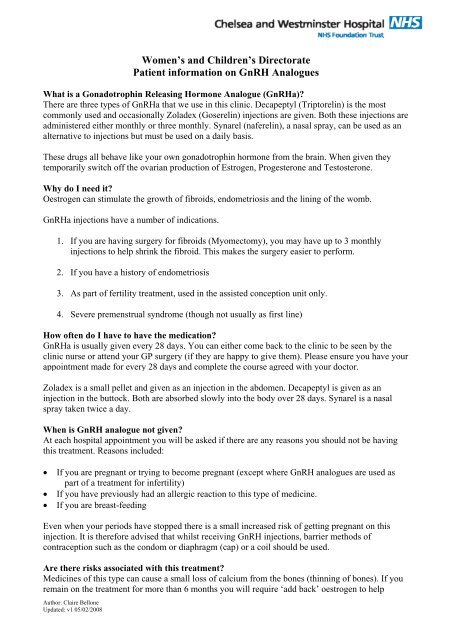 What is GnRH Analogue - Nick Panay