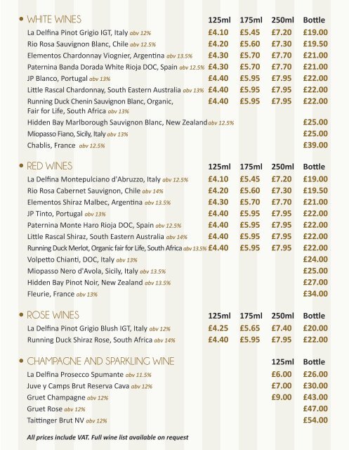 View the Lounge Bar's drinks menu - Strand Palace Hotel