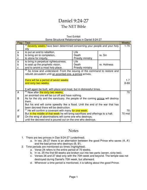 Daniel 9:24-27, Outline (English) - Historicism.org