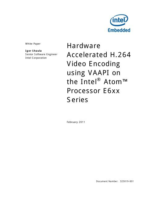 Hardware Accelerated H264 Video Encoding Using Vaapi On The