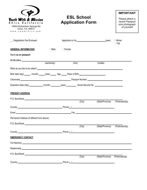 ESL - Youth with a Mission YWAM Chico