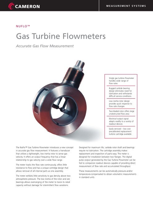 Download NUFLO Gas Turbine Flow Meter ... - Proflow Systems