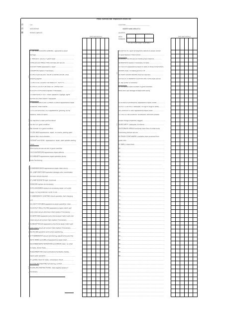 Hotel Service Bar inspection check list - Dr. Daniel G. Fuchs (PhD)
