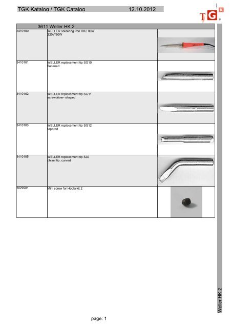 TGK Katalog / TGK Catalog 12.10.2012