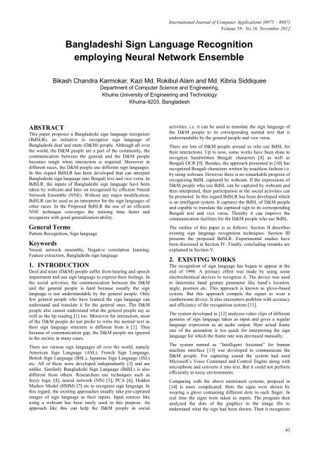 Bangladeshi Sign Language Recognition employing Neural ... - KUET
