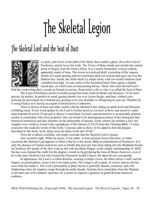 The Skeletal Legion - WRAITH The Oblivion LARP
